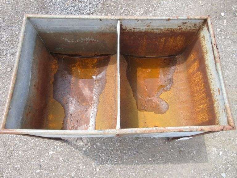 Older "Ideal" double wash tub, decent condition, rusty, gold in color ...