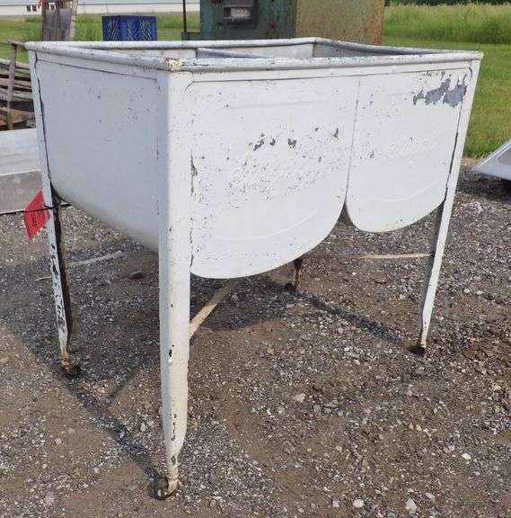 Older "Ideal" double wash tub, rusty, gold in color, condition as ...