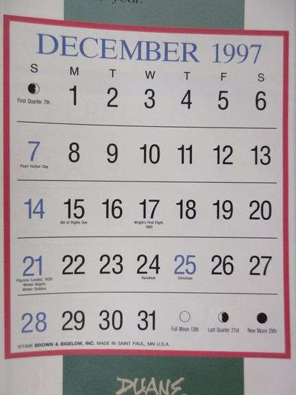 Hilda calendar 1997, 13 1/4"W x 16 1/4"L, never used - Albrecht Auction ...