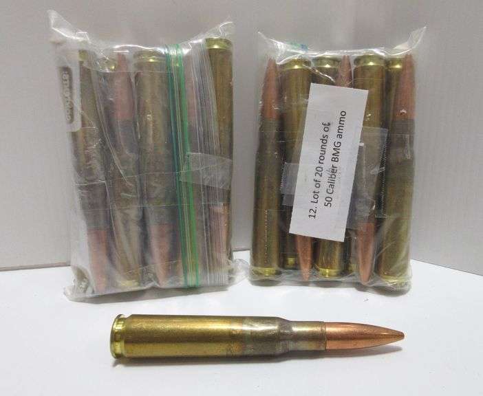 Lot of (20) Rounds of .50 Caliber BMG Ammunition. Super Clean Brass ...