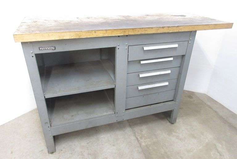 Kennedy machinist workbench with drawer and maple wood butcher block ...