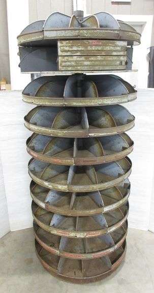 Ten-tier round nut and bolt bins, all rotate freely, 30"Dia x 65"H ...