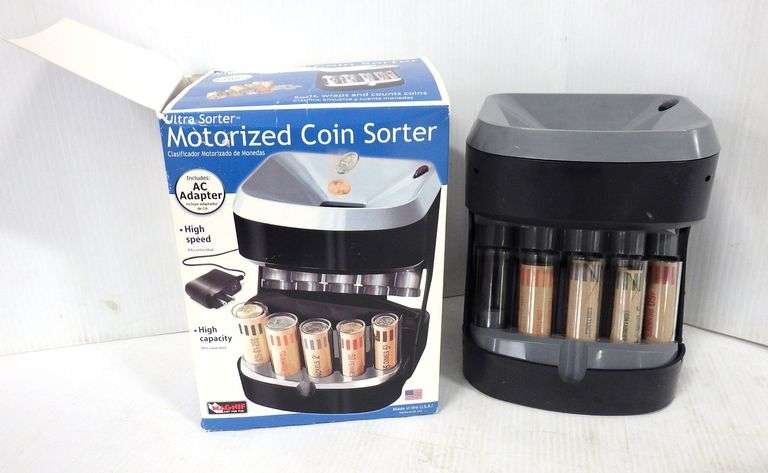 Motorized coin sorter, includes adapter, made in USA, used, works fine ...