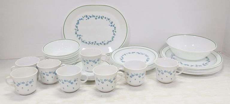 (41) Corelle by Corning, Forget-Me-Not Pieces, includes: 8- Coffee cups ...