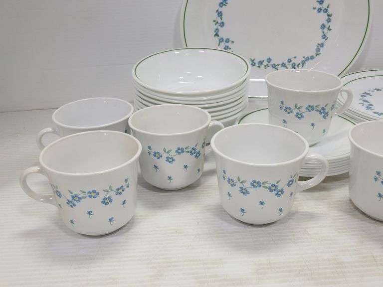 (41) Corelle by Corning, Forget-Me-Not Pieces, includes: 8- Coffee cups ...
