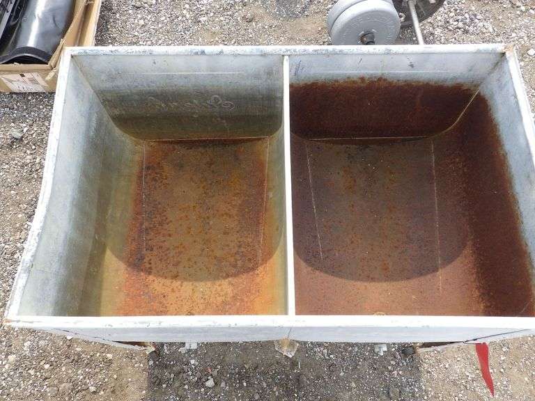 Older "Ideal" double wash tub, rusty, gold in color, condition as ...