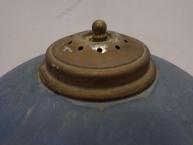 Antique Pittsburgh lamp brass and Glass Co. brass lamp with hand ...