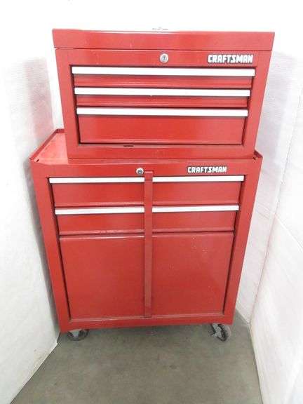 Red Craftsman stackable toolbox, upper and lower with keys and security ...