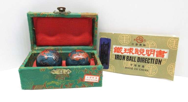 Baoding iron ball set in original box with directions and history in ...
