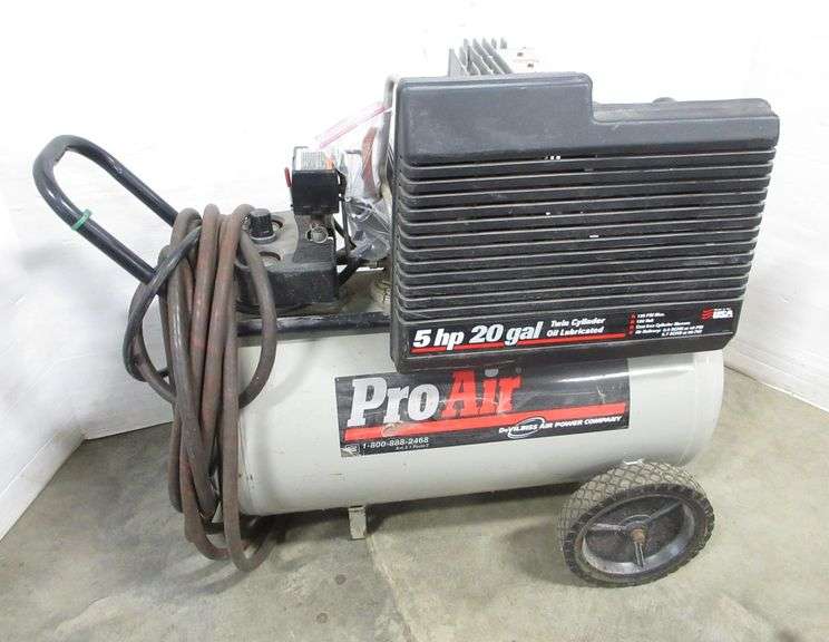 Pro Air 20-gallon air compressor with hose, 5 HP, includes a 3/8" air ...