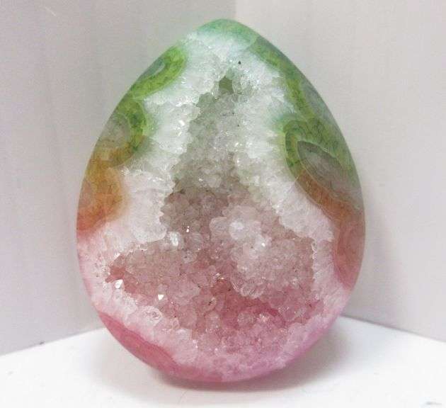 Watermelon quartz with druzy center, 1 1/2"L - Albrecht Auction Service