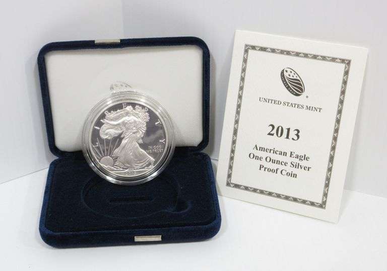 2013-W American Eagle 1 ounce silver proof coin with case, includes CoA - Albrecht Auction Service