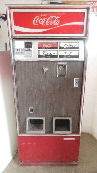 Vintage Coca-Cola machine, 25"W x 25"D x 61"H, no keys, untested, as is ...