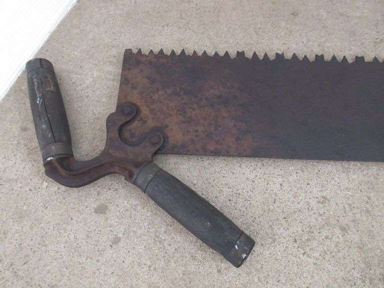 Antique one man saw with the original handles - Albrecht Auction Service