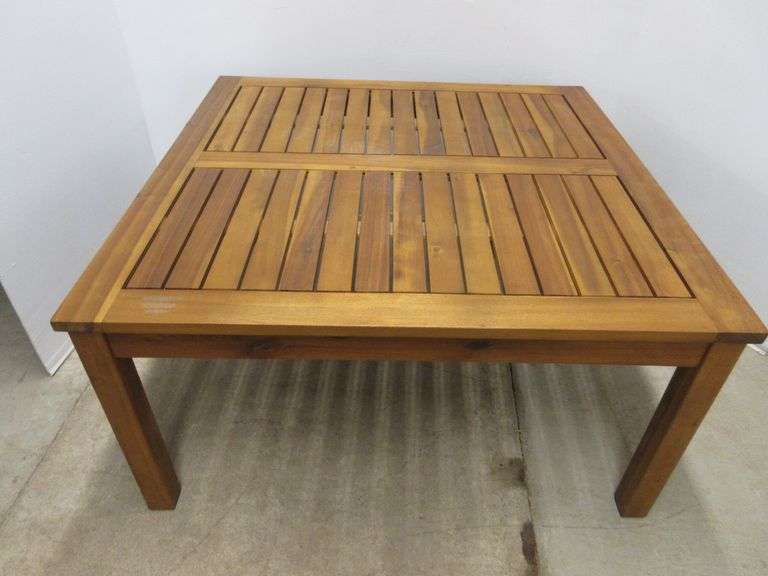 Slat wood table, 35" x 25" x 18", good - Albrecht Auction Service