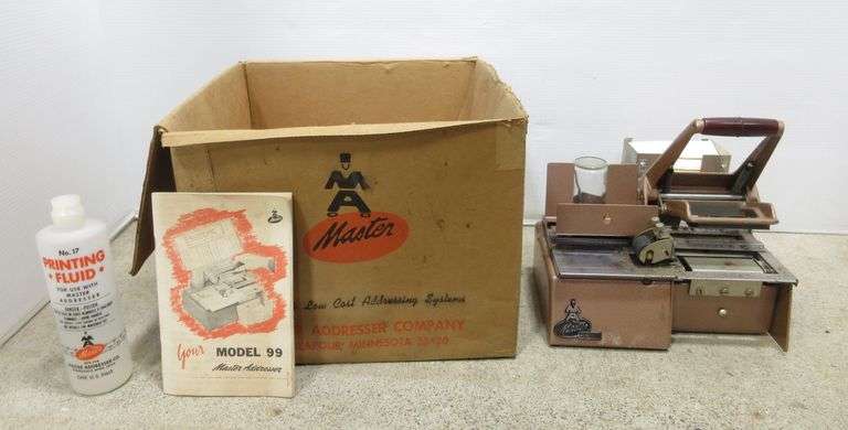 Antique Master Addresser, Model 99, complete with manual and the ...