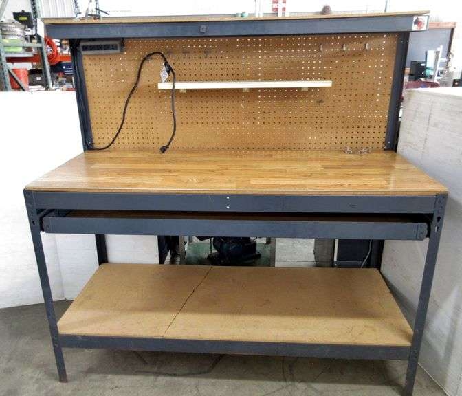 Gorilla rack workstation with power strip, 60"W x 25"D x 60"H, great ...