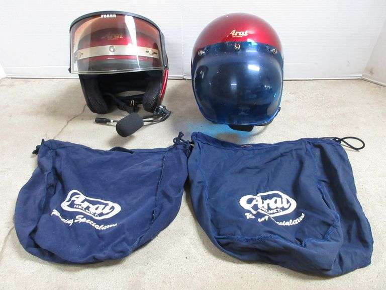 Matching pair of Arai Classic Open Face Red Metallic Helmets with J&M ...