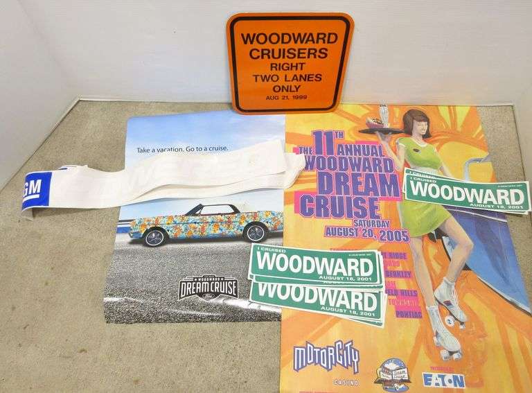 Older Woodward Cruises sign, posters, and stickers, in various sizes ...