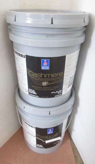 (2) 5-Gallon acrylic latex interior paint, color on top, mixed 7/5/23 ...