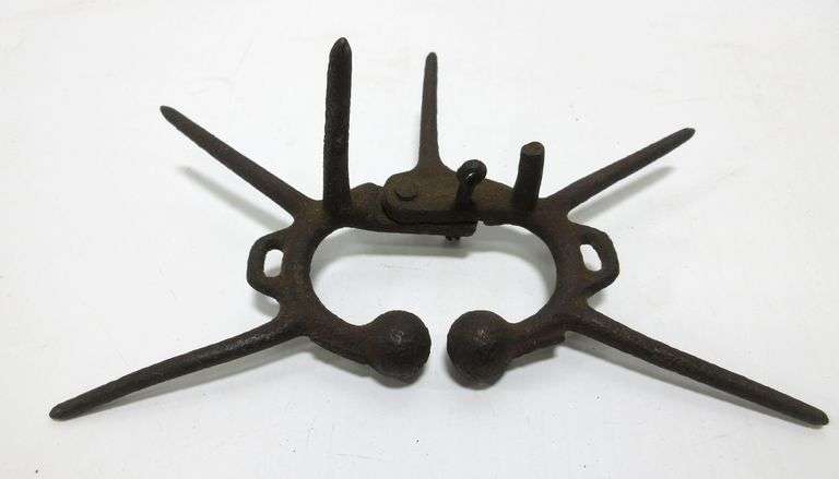 Antique farm primitive spiked calf weaner, cast iron, 6 1/2"W x 4 1/2"H ...