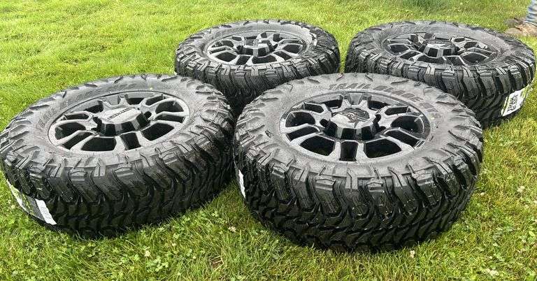 (4)-New 33x12.50R18LT Atturo Trailblade MTS F/12 Tires Mounted on New ...