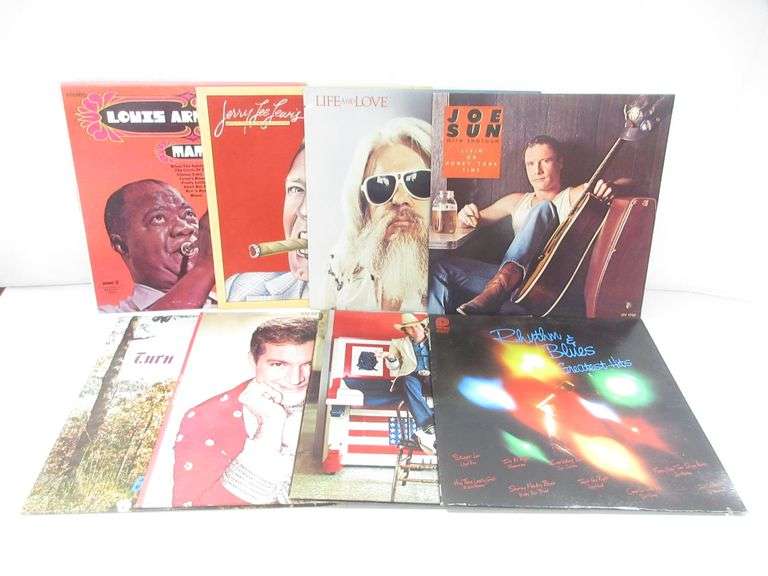 (8) Various vinyl LPs, include: Louis Armstrong meme, Jerry Lee Lewis ...