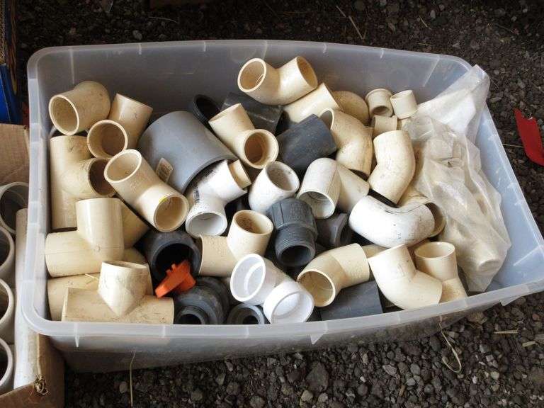 (6) Boxes of PVC pipe joints and elbows, dusty from storage, NOS ...