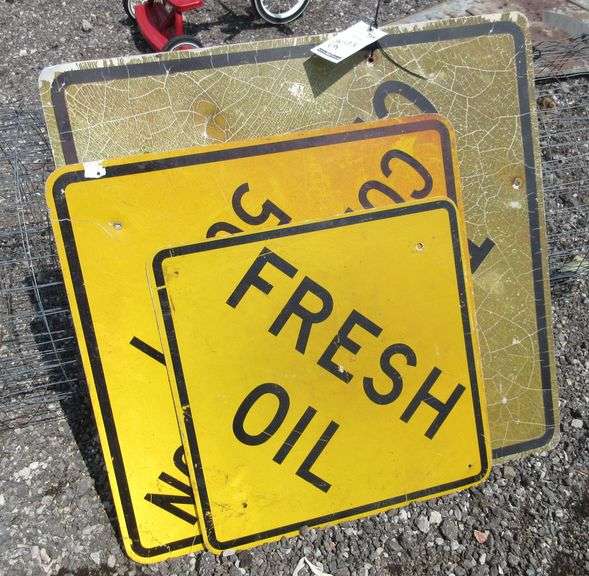 (3) Older road signs, include: Truck Crossing, 36" x 36"; Road ...