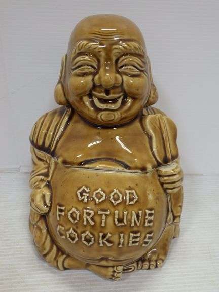Happy Buddha cookie jar, made in Japan, ceramic, 10"H, no chips or ...