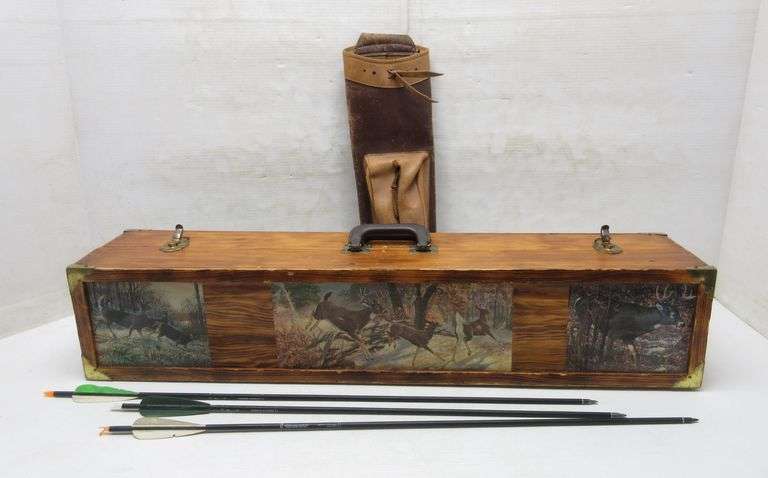 Alpine box/case with misc. arrows and quiver arrow case, up to 37"L ...