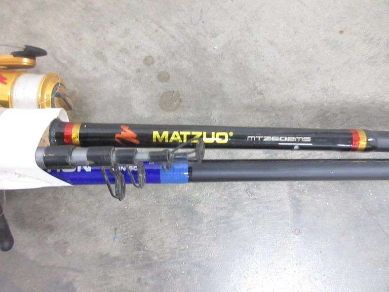 (3) Fishing poles and reels: 1- Shakespeare with telescoping rod; 1 ...