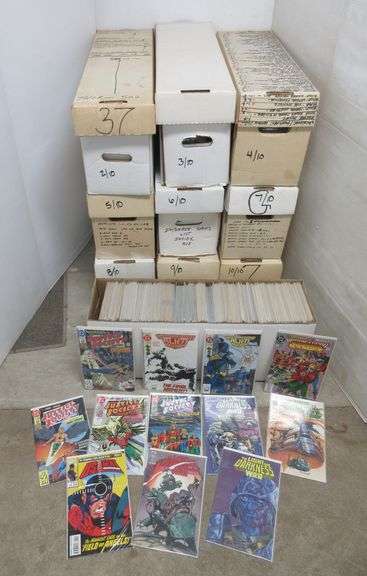 (10) Long boxes of comics, over 2500, words written on box may not be ...
