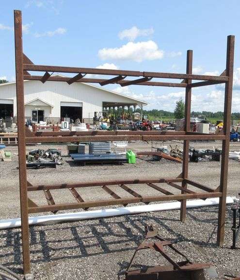 Rack, 87"W x 37"D x 78"H to top rack, rusty - Albrecht Auction Service