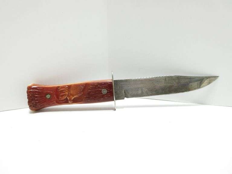 1940s Imperial Buck knife with sheath, moose handle, 9" overall ...