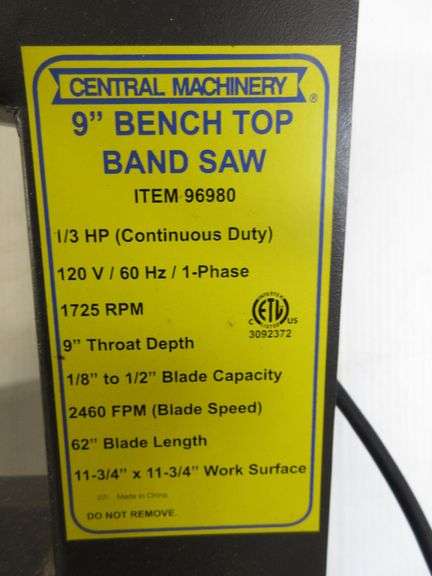 9" Table top band saw - Albrecht Auction Service