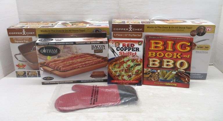 Copper Chef 9 1/2" Deep Dish Square Pans; 4-piece fry pan set; Gotham ...