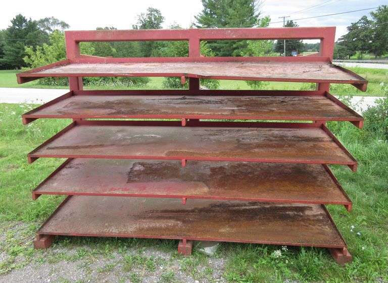 Large outdoor steel/iron metal storage rack, 7"W x 8'L x 6'H, used ...