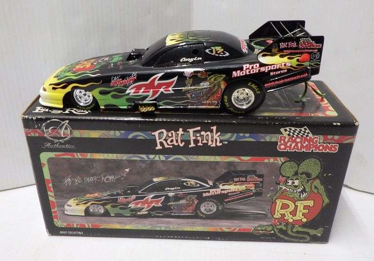 Rat Fink Cory Lee racing champions, NHRA, die-cast funny car with box ...