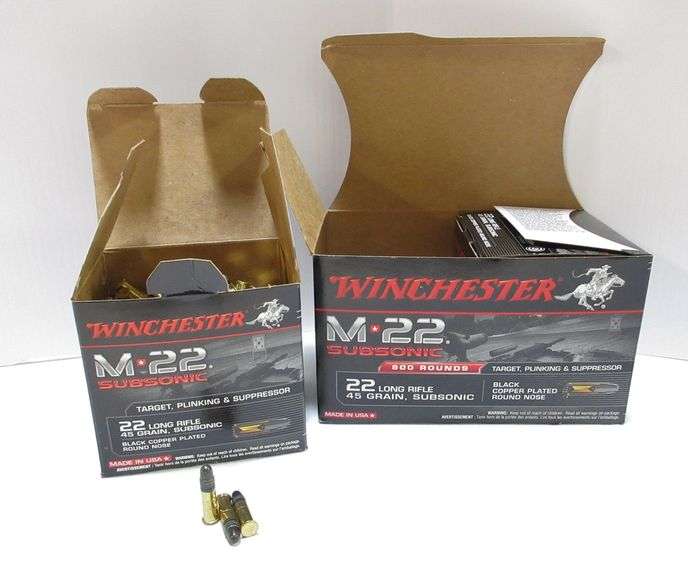 (800) Rounds of Winchester M22 Subsonic .22 LR ammo, 45-Grain, Black ...