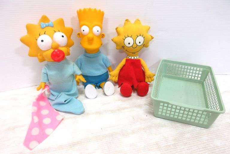 Bart, Lisa, and Maggie Simpson Dolls, includes: 1990 Maggie sucks ...