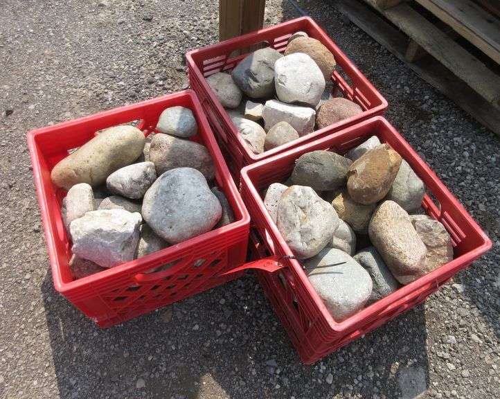 (3) Crates of landscaping rocks - Albrecht Auction Service