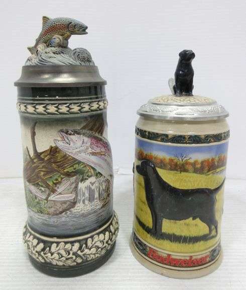 (2) Beer steins, include: 1- Gerz fish stein, made in Germany; 1 ...