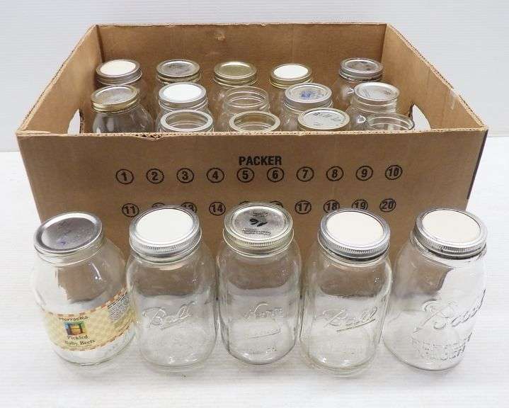 (20) Quart canning jars, some with screw band, used - Albrecht Auction ...