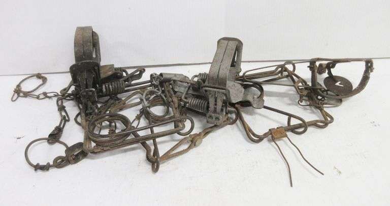 (3) Conibear metal traps, (2) Double spring leg hold traps, (1) No. 1 ...