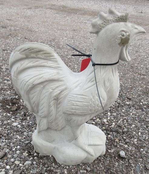 Concrete chicken statue, 16"H, in good condition - Albrecht Auction Service