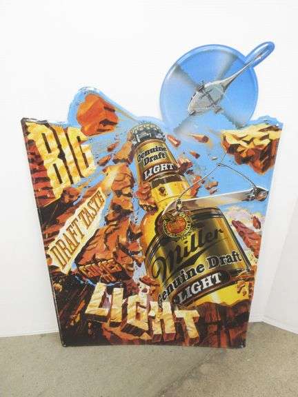 Large metal "Miller" genuine draft beer sign, approx. 24"W x 36"H, nice ...