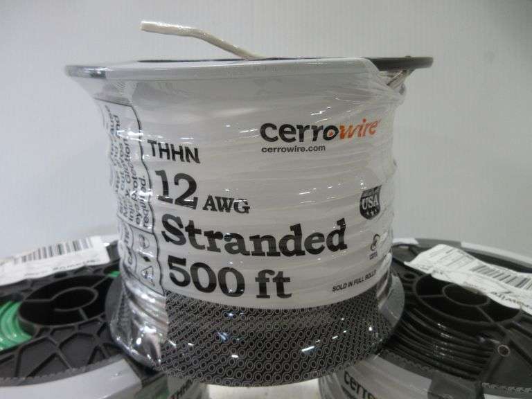 Cerro wire 12 AWG stranded 500' roll, THHN wire, (3) rolls, black ...