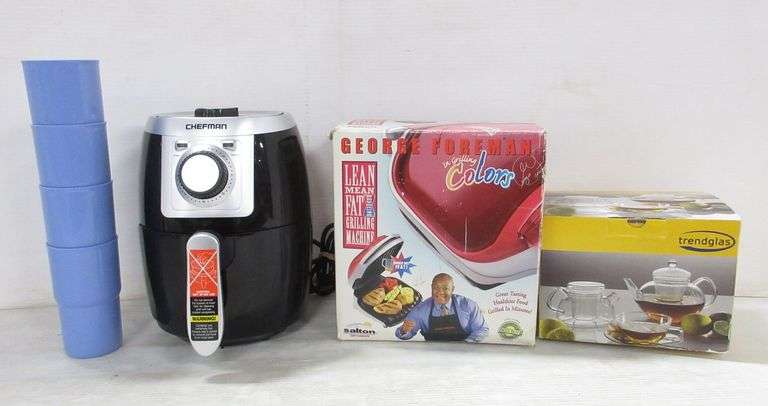 Chefman 2-quart air fryer, like new, never used; George Foreman GR10ABW ...