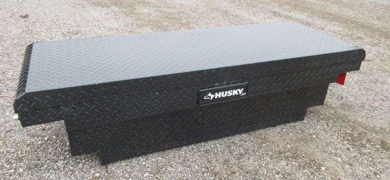 Husky "Black Graphite" diamond plate mid-size pickup truck toolbox, has ...
